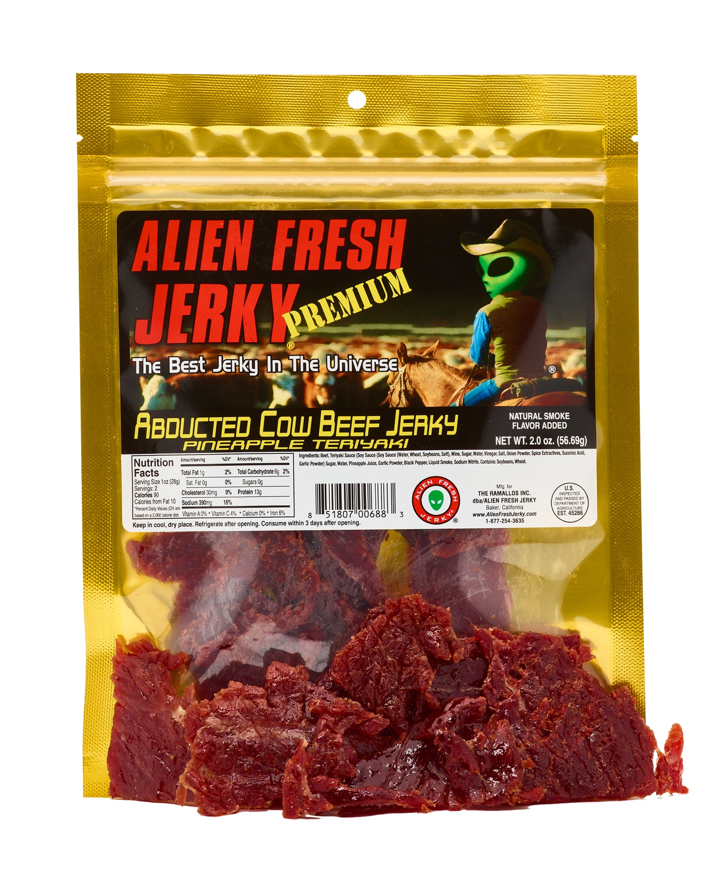 Alien Fresh Jerky | Abducted Cow Pineapple Teriyaki Jerky (2 oz)