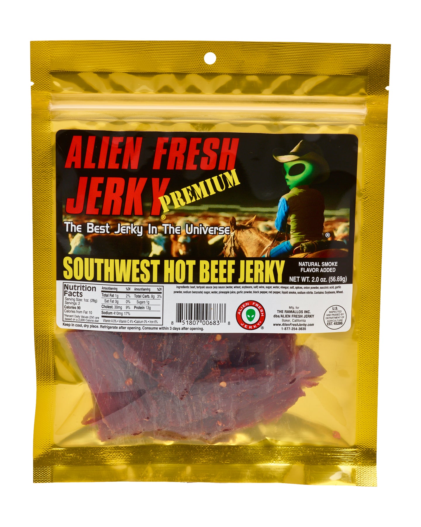 Alien Fresh Jerky Southwest Hot 2 Oz